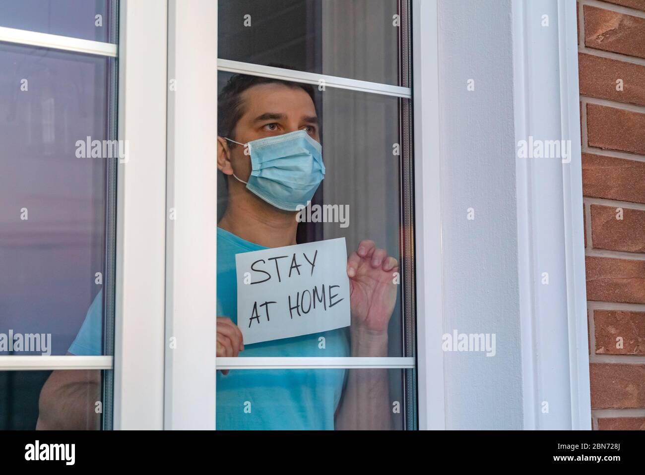 Stay home window sign hi-res stock photography and images - Alamy