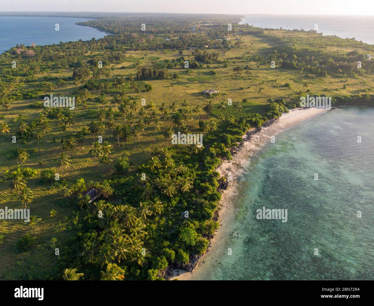 Aerial view at Ras Kigomasha peninsula. The northern edge of Pemba ...