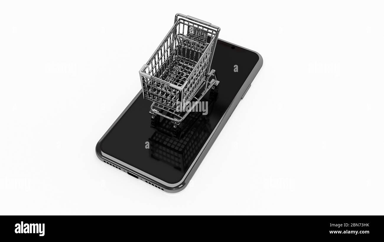 Supermarket shopping customer smartphone Cut Out Stock Images ...