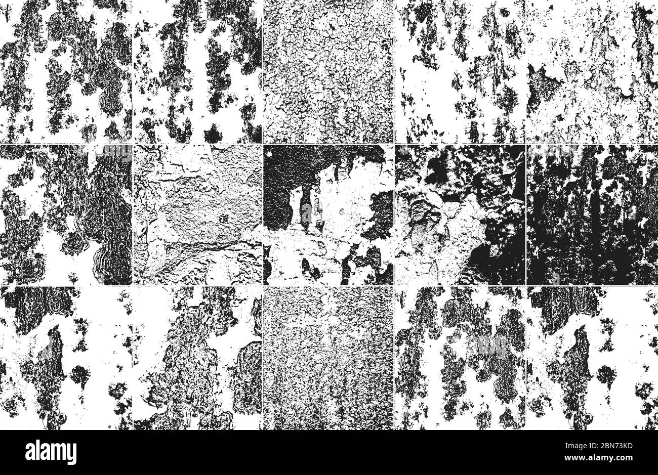 Set of distress rust metal vector texture. EPS8 illustration. Black and ...