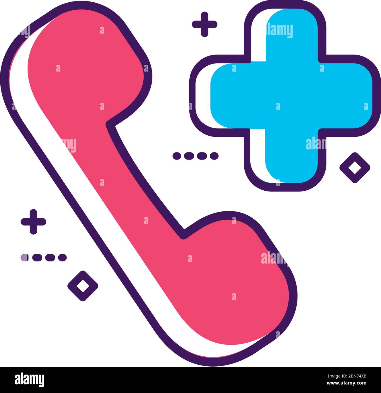 medical cross with telephone line and fill style Stock Vector Image ...