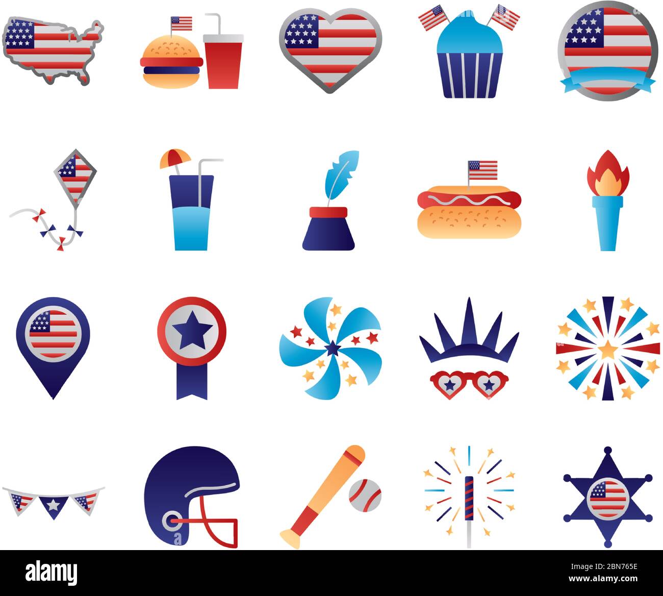 American flags bundle Stock Vector Images - Alamy