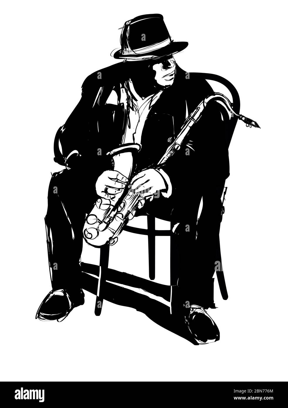 Saxophone on chair Stock Vector Images - Alamy