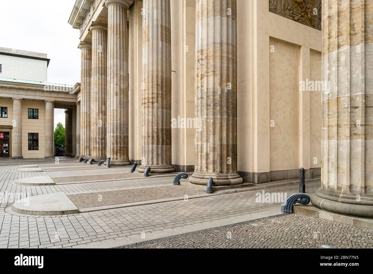 The columns of the historic Brandenburg Gate in Berlin, Germany Stock ...