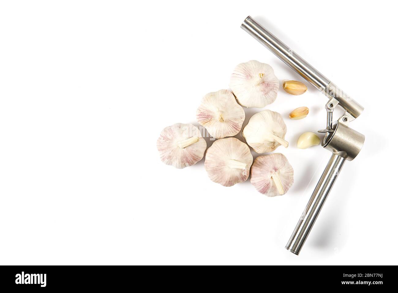 Fresh Garlic isolated on white background close-up. Fresh garlic with ...