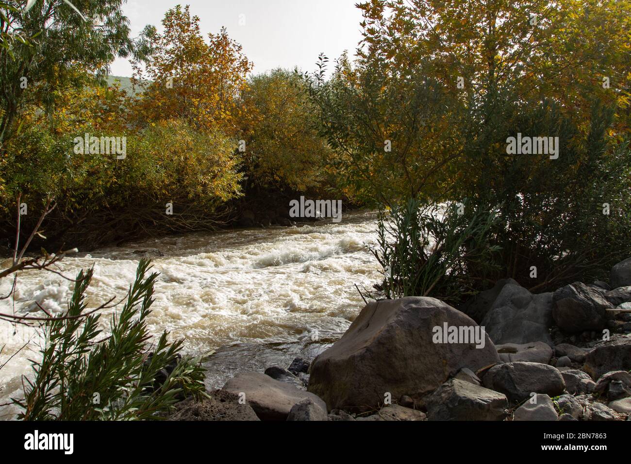 Israel, the Jordan river flows into the Sea of Galilee from the north ...
