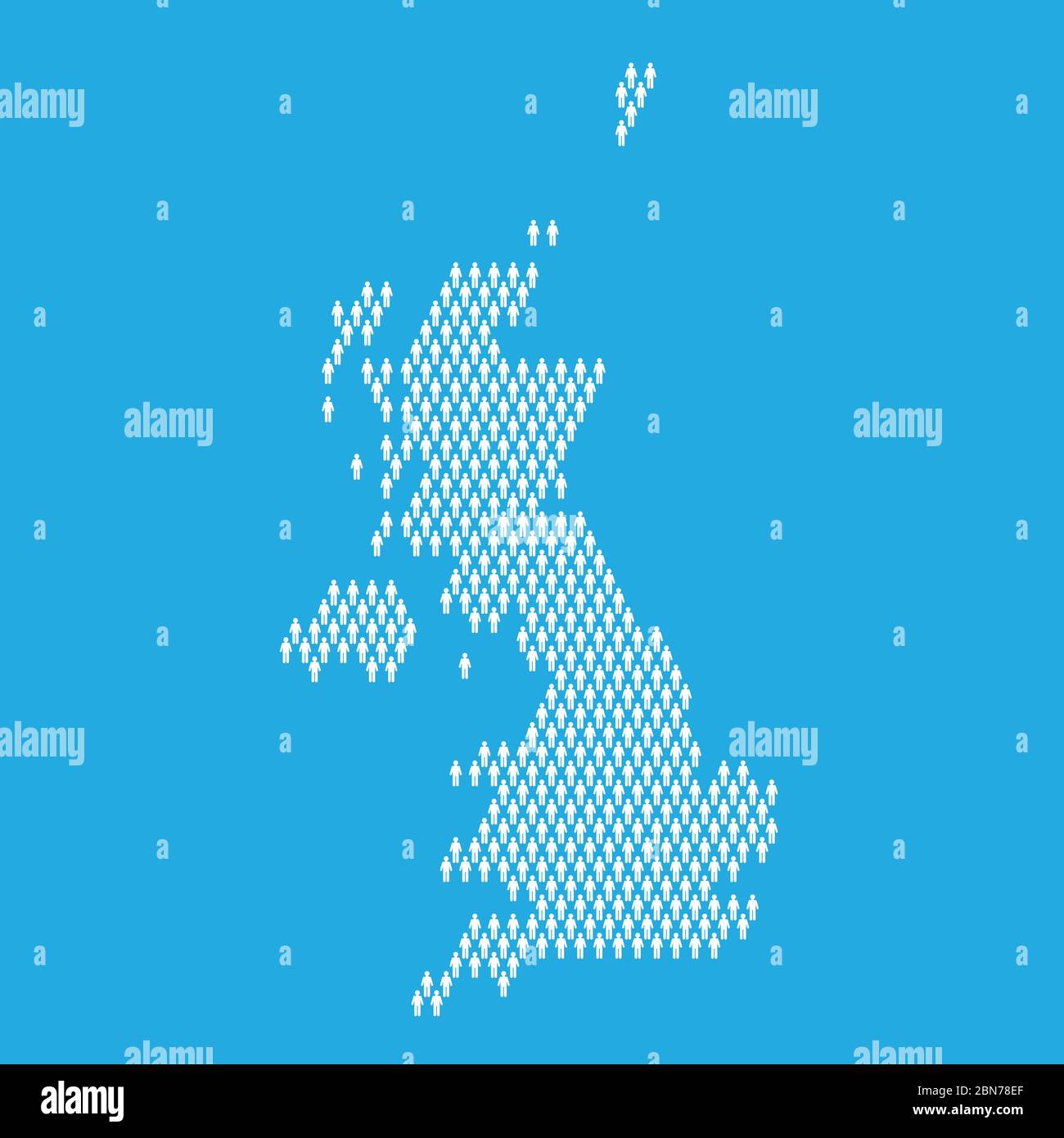 United Kingdom population. Statistic map made from stick figure people ...