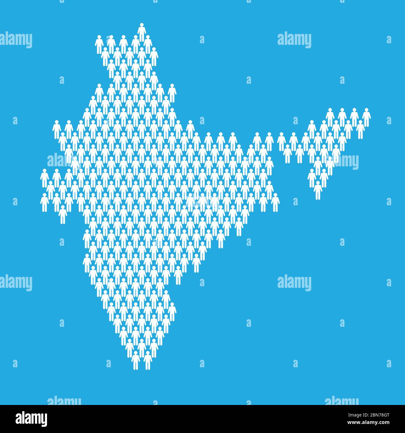 India population. Statistic map made from stick figure people Stock ...