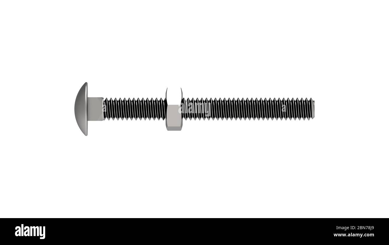 3D rendering of a bolt and nut isolated on white background Stock Photo ...