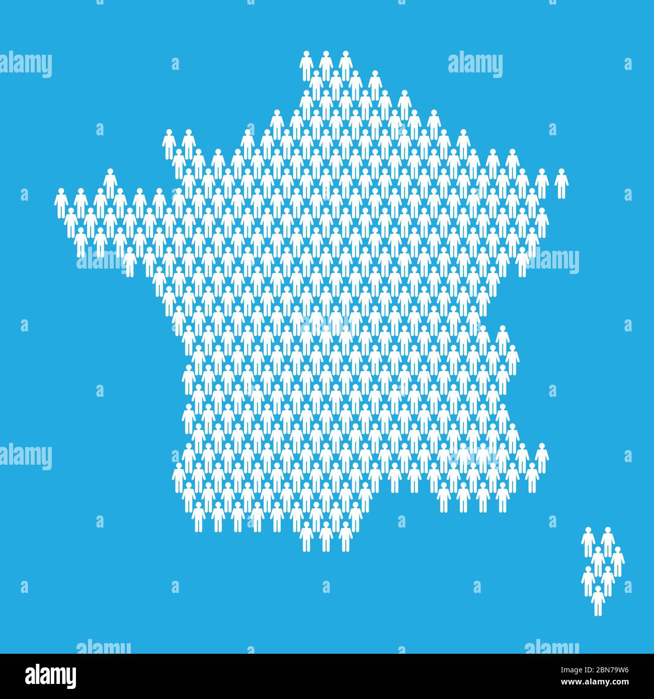 France population. Statistic map made from stick figure people Stock ...