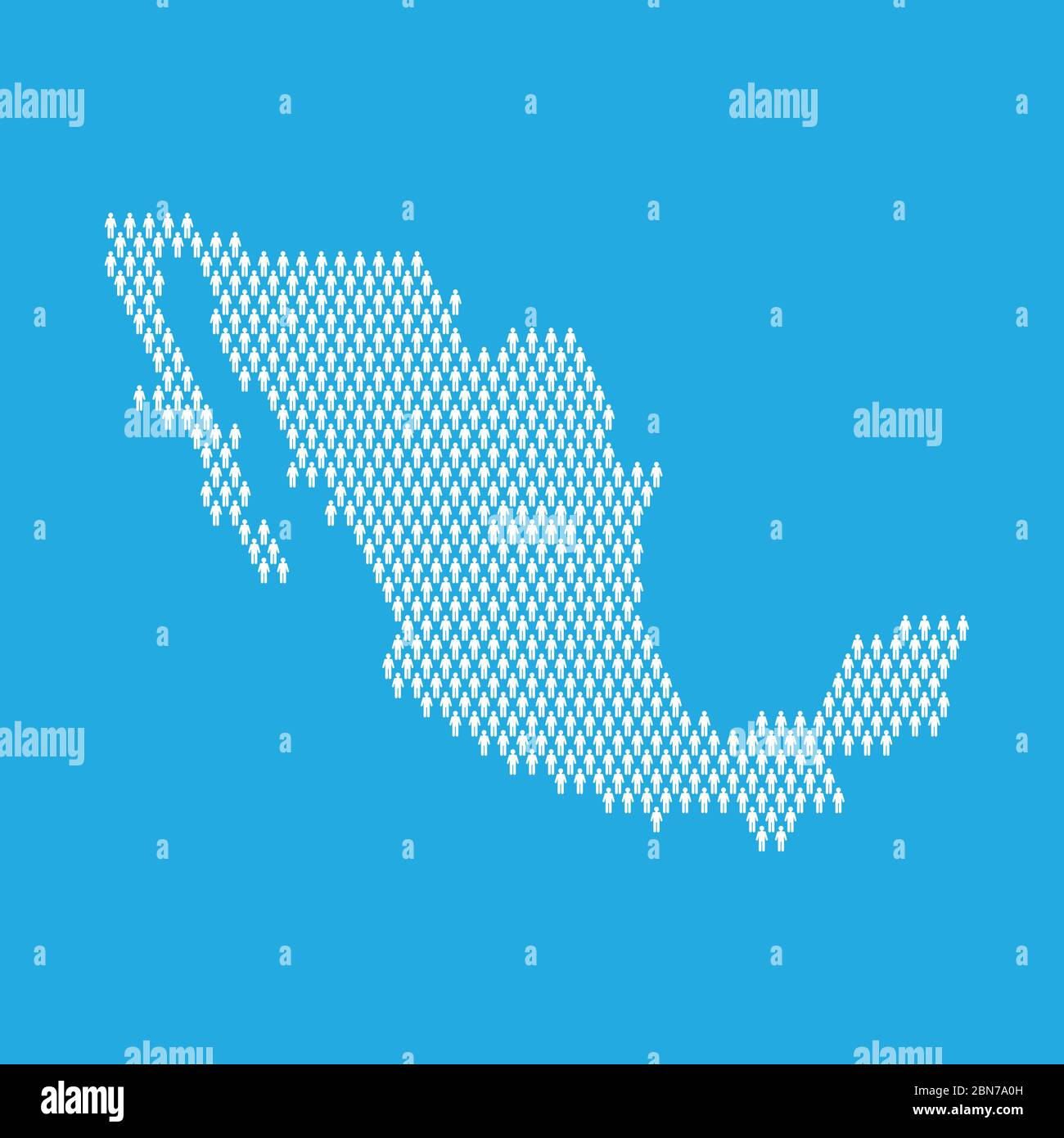 Mexico population. Statistic map made from stick figure people Stock ...