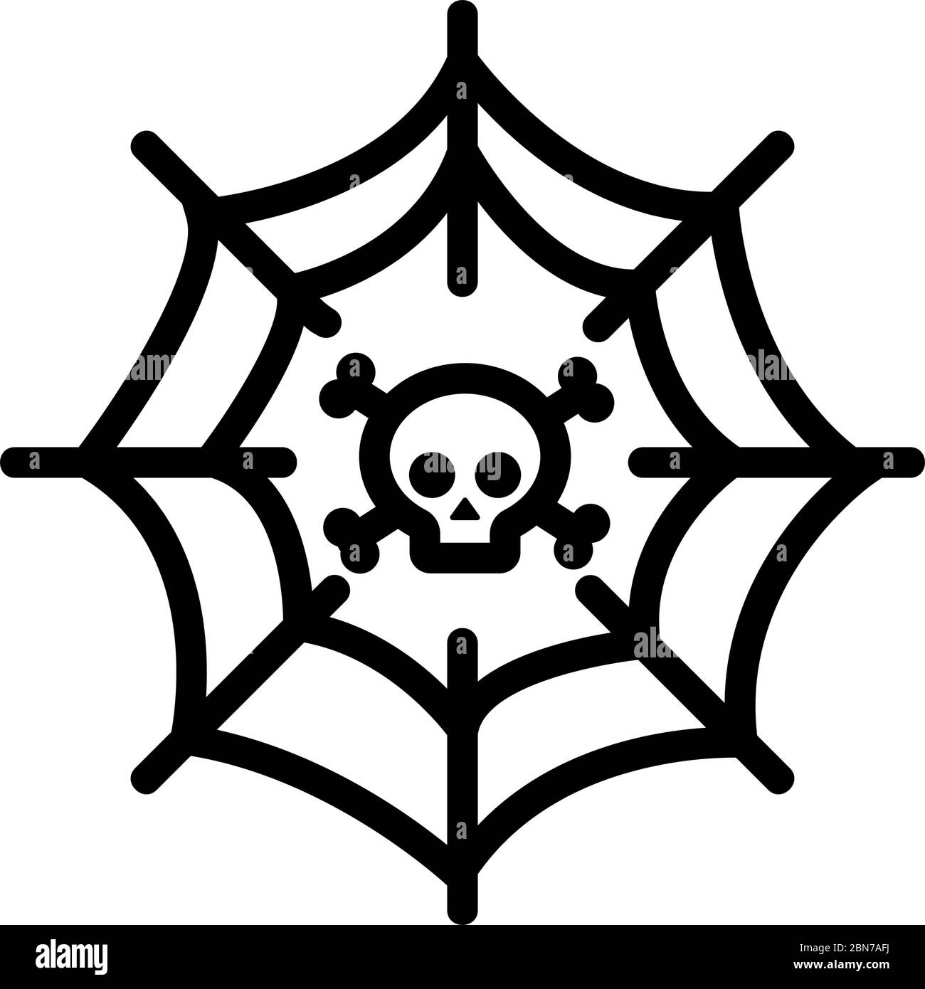 spider web with skull inside icon vector outline illustration Stock ...