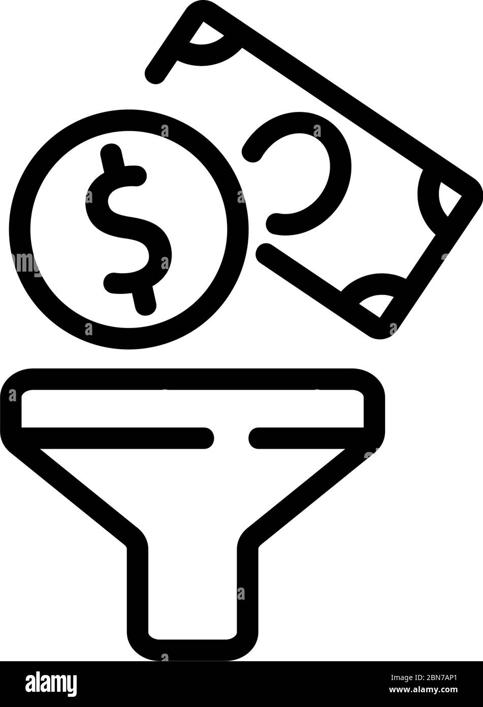 flushing down toilet banknotes icon vector outline illustration Stock ...
