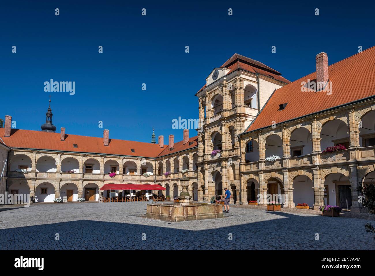 Courtyard of castle in Moravska Trebova, Moravia, Czech Republic ...