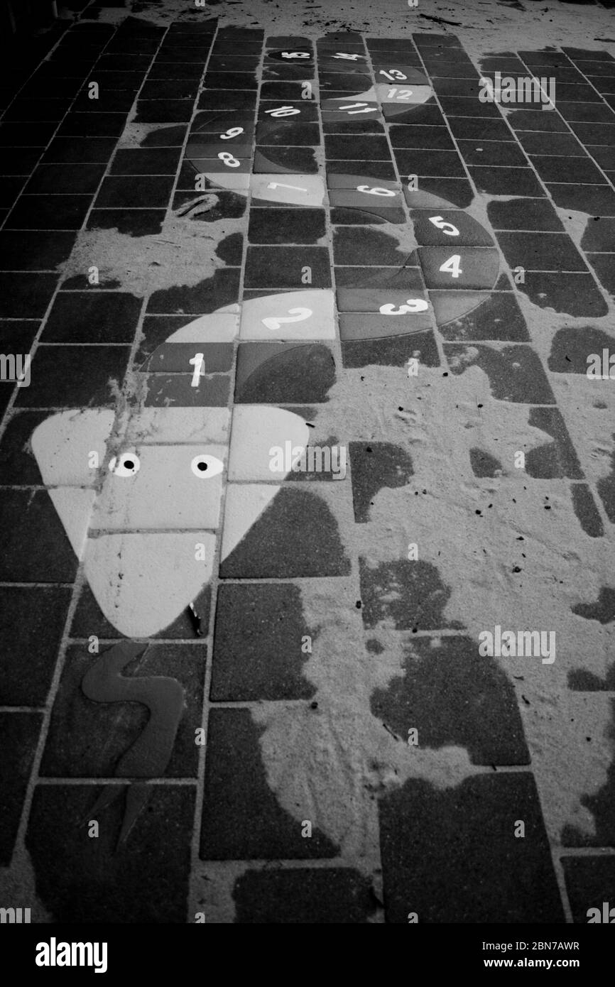 Decoration Snake on the Ground a Children’s Playground, Hopscotch Stock ...