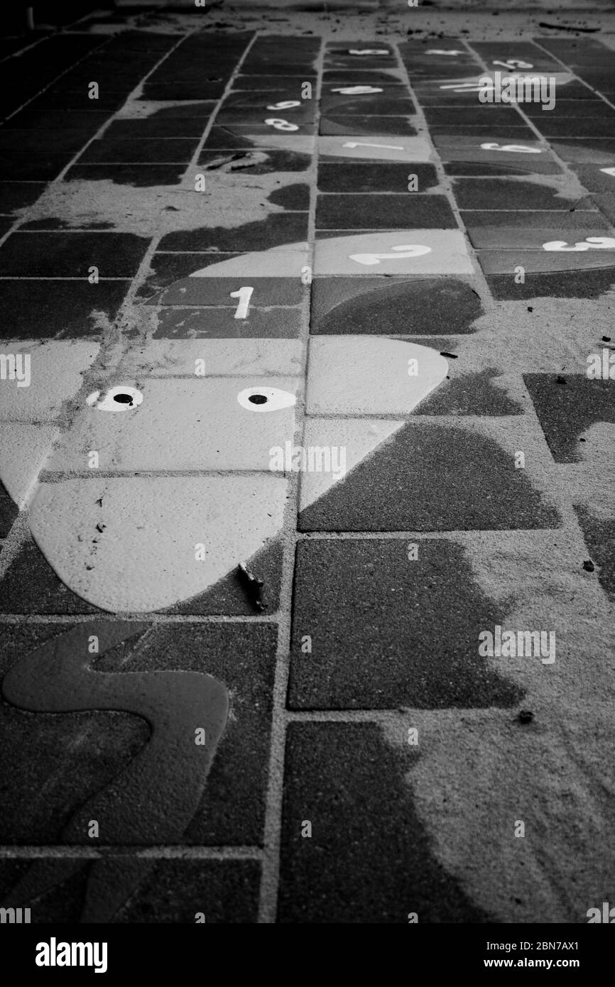 Decoration Snake on the Ground a Children’s Playground, Hopscotch Stock ...