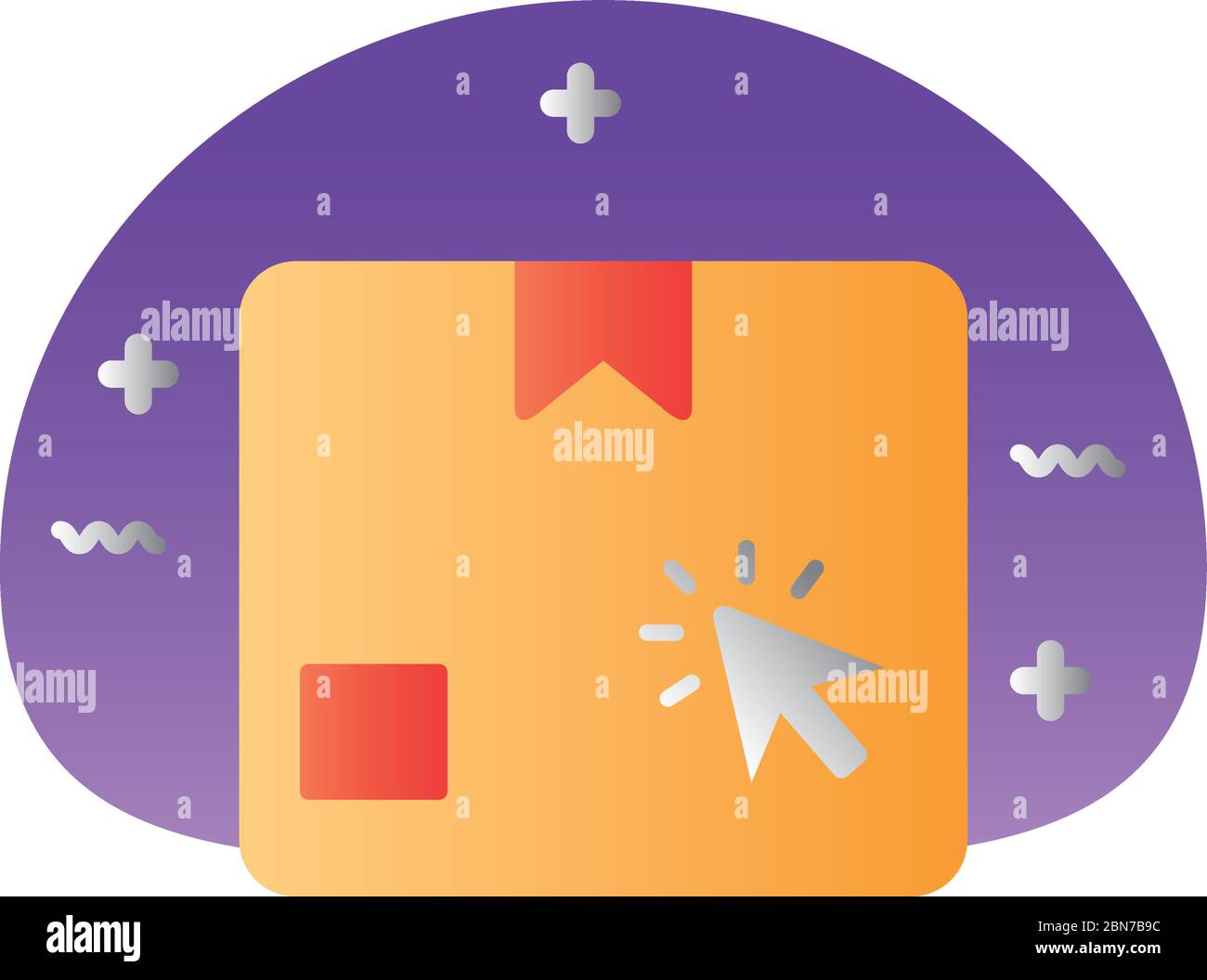 box carton delivery with mouse arrow degraded style Stock Vector Image ...