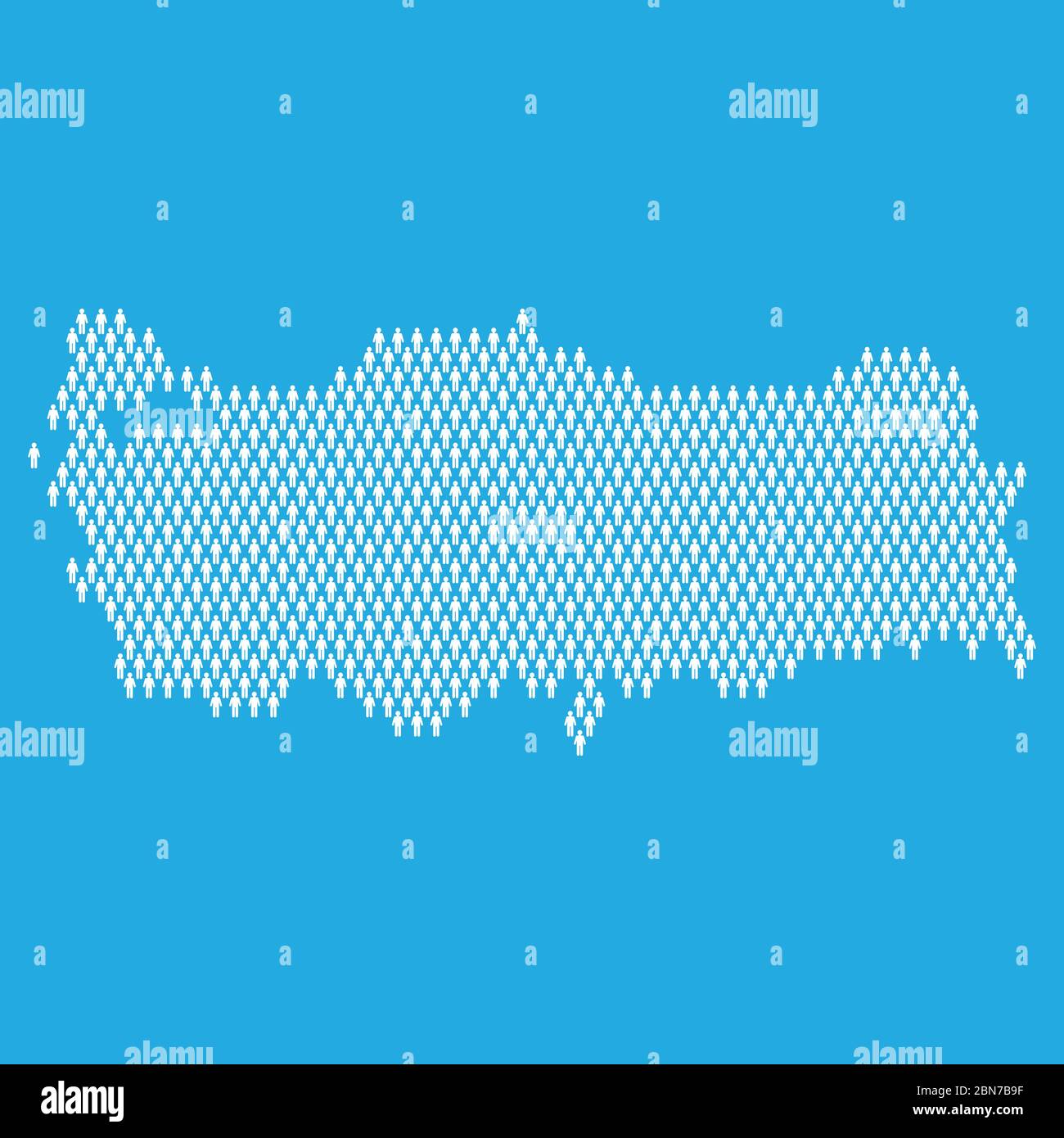 Turkey population. Statistic map made from stick figure people Stock ...