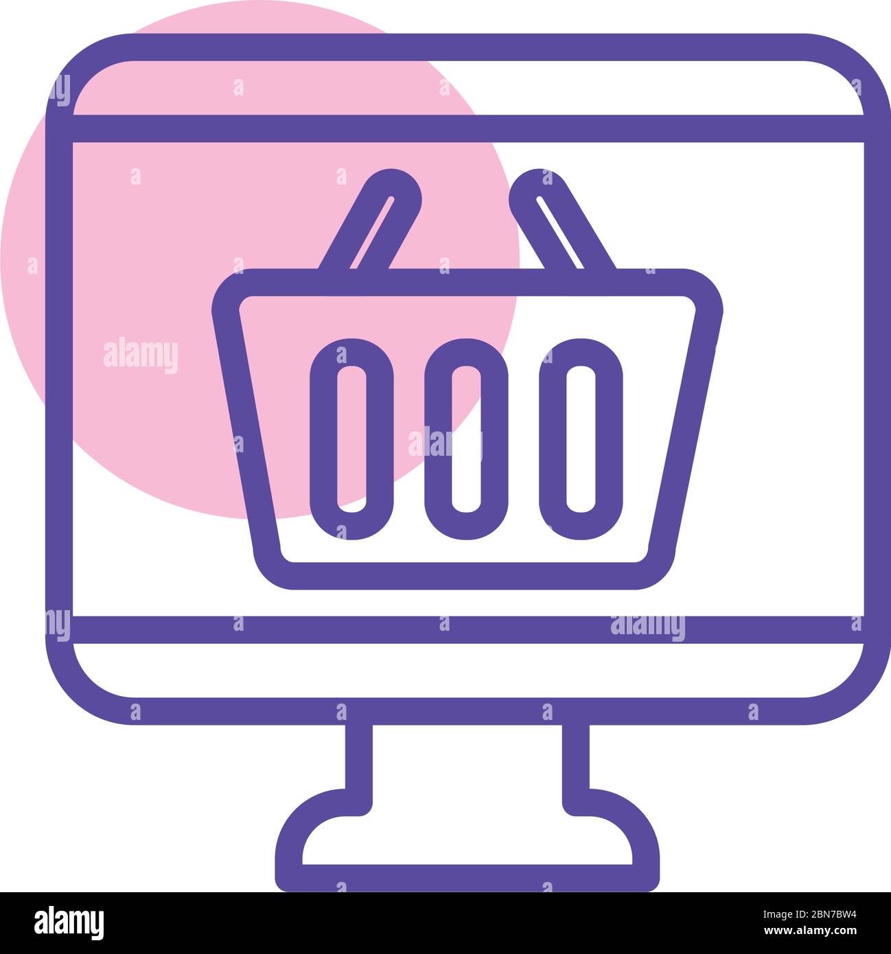 shopping basket in desktop line style icon Stock Vector Image & Art - Alamy
