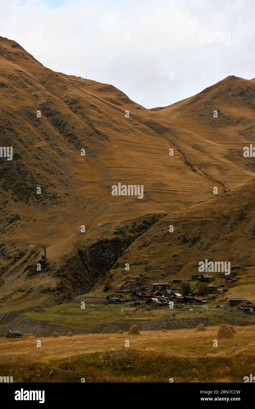 Caucasus, Georgia, Tusheti region, Dartlo. Tushetian village between ...