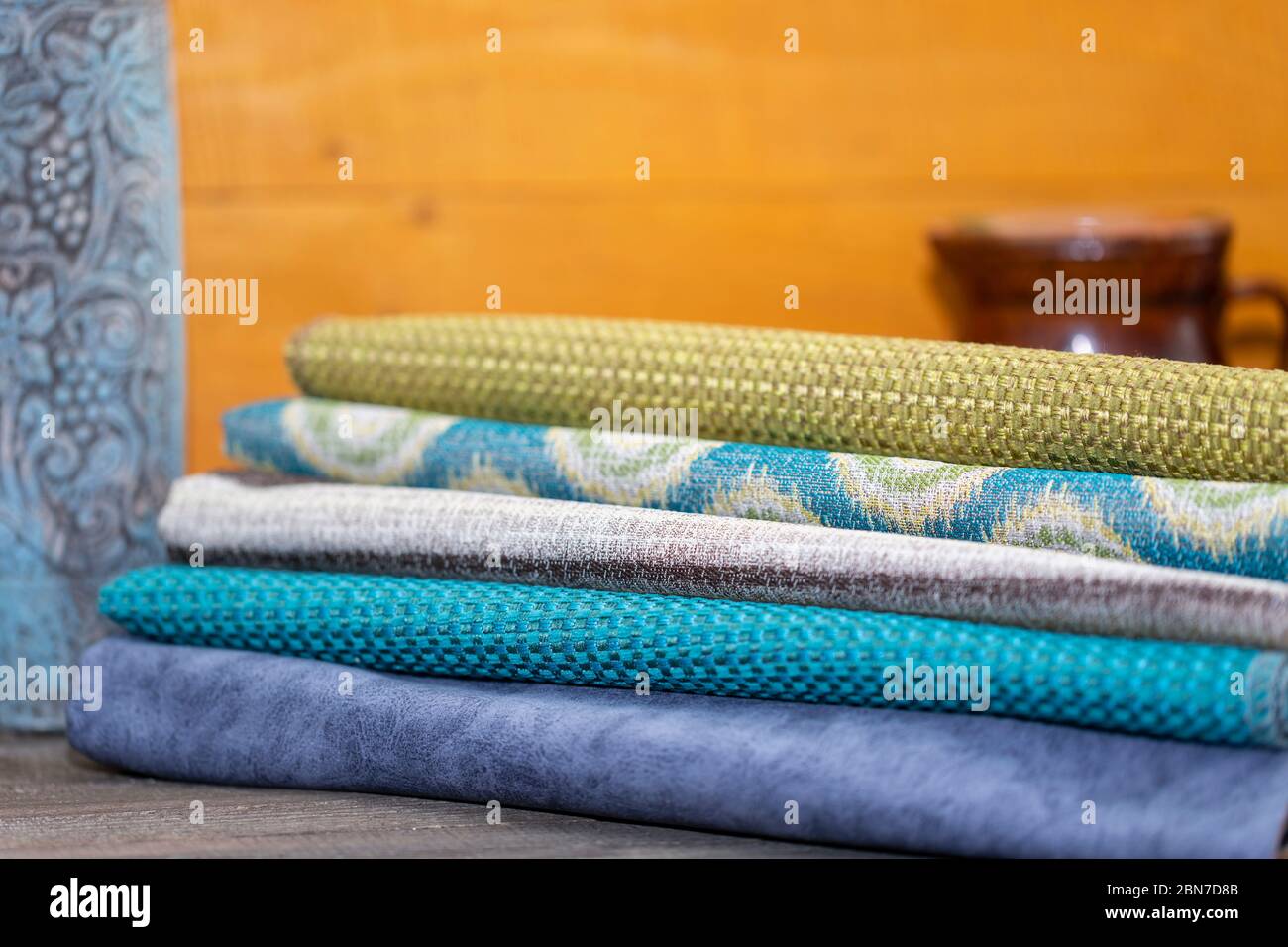 Fabrics with ceramic vases Stock Photo - Alamy