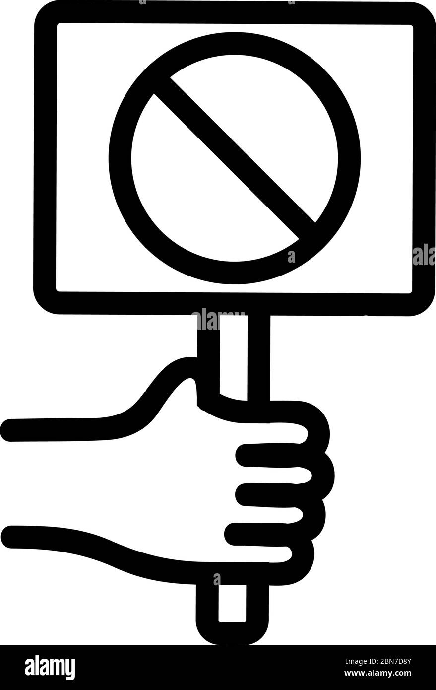 hand holding forbidden sign icon vector outline illustration Stock ...