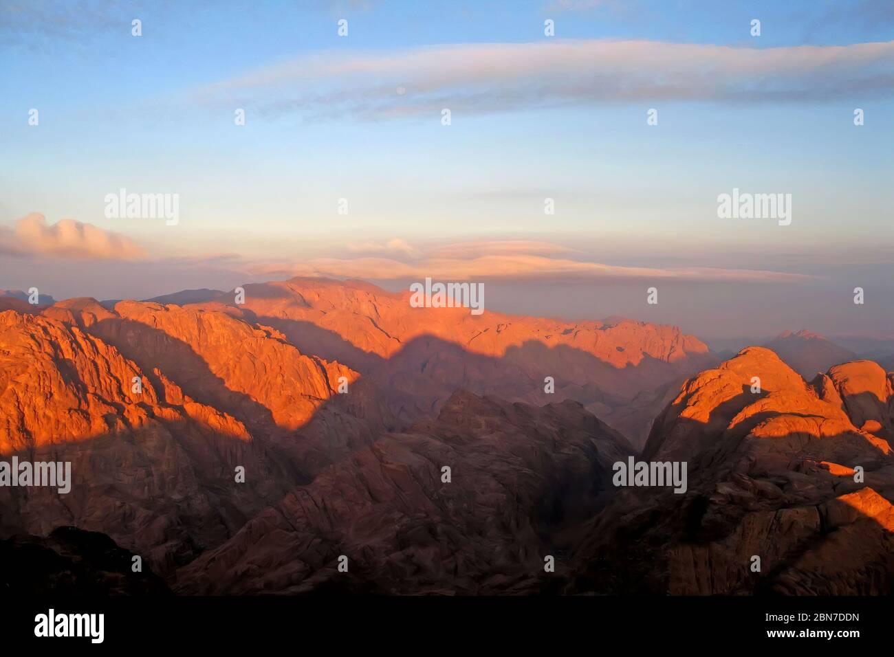 Sunrise over the Mount Sinai traditionally known as Jabal Musa ...