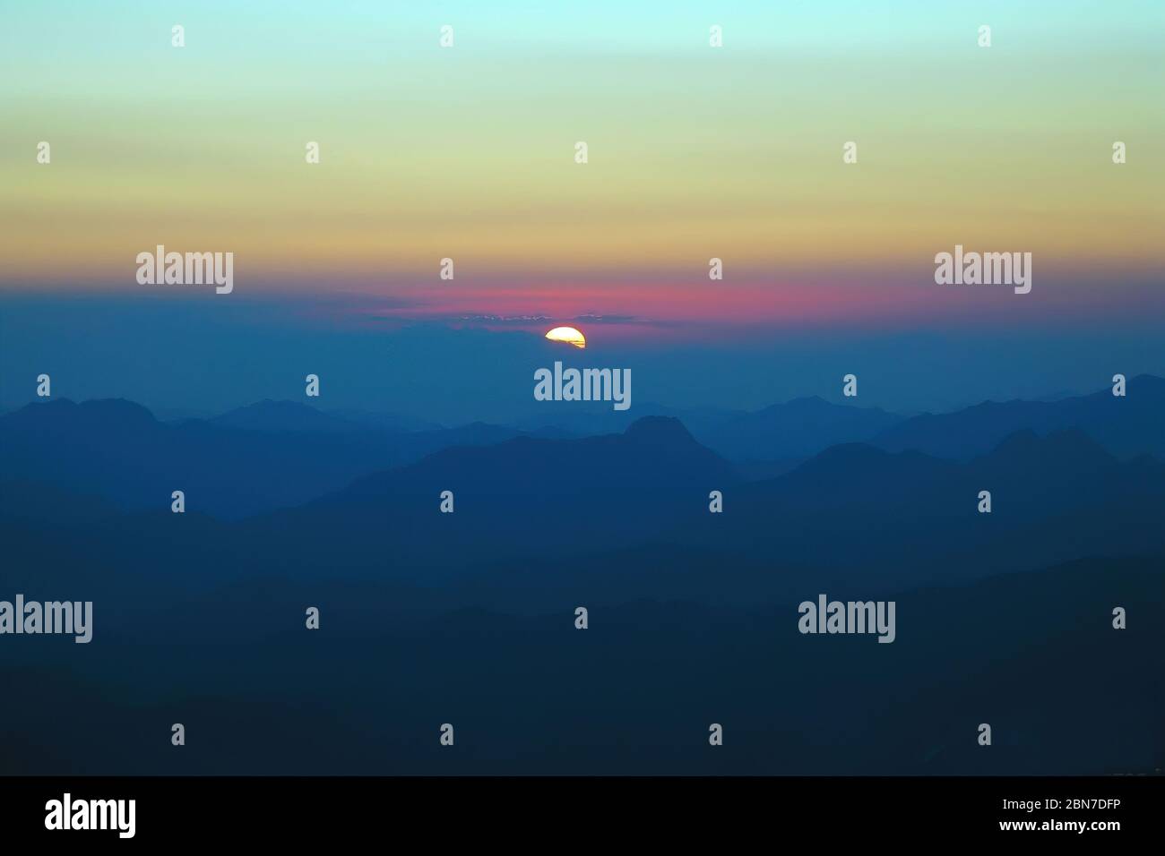 Sunrise over the Mount Sinai traditionally known as Jabal Musa ...