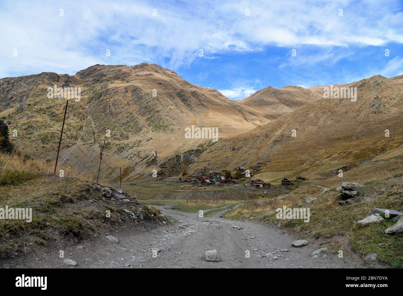 Caucasus, Georgia, Tusheti region, Dartlo. Tushetian village between ...