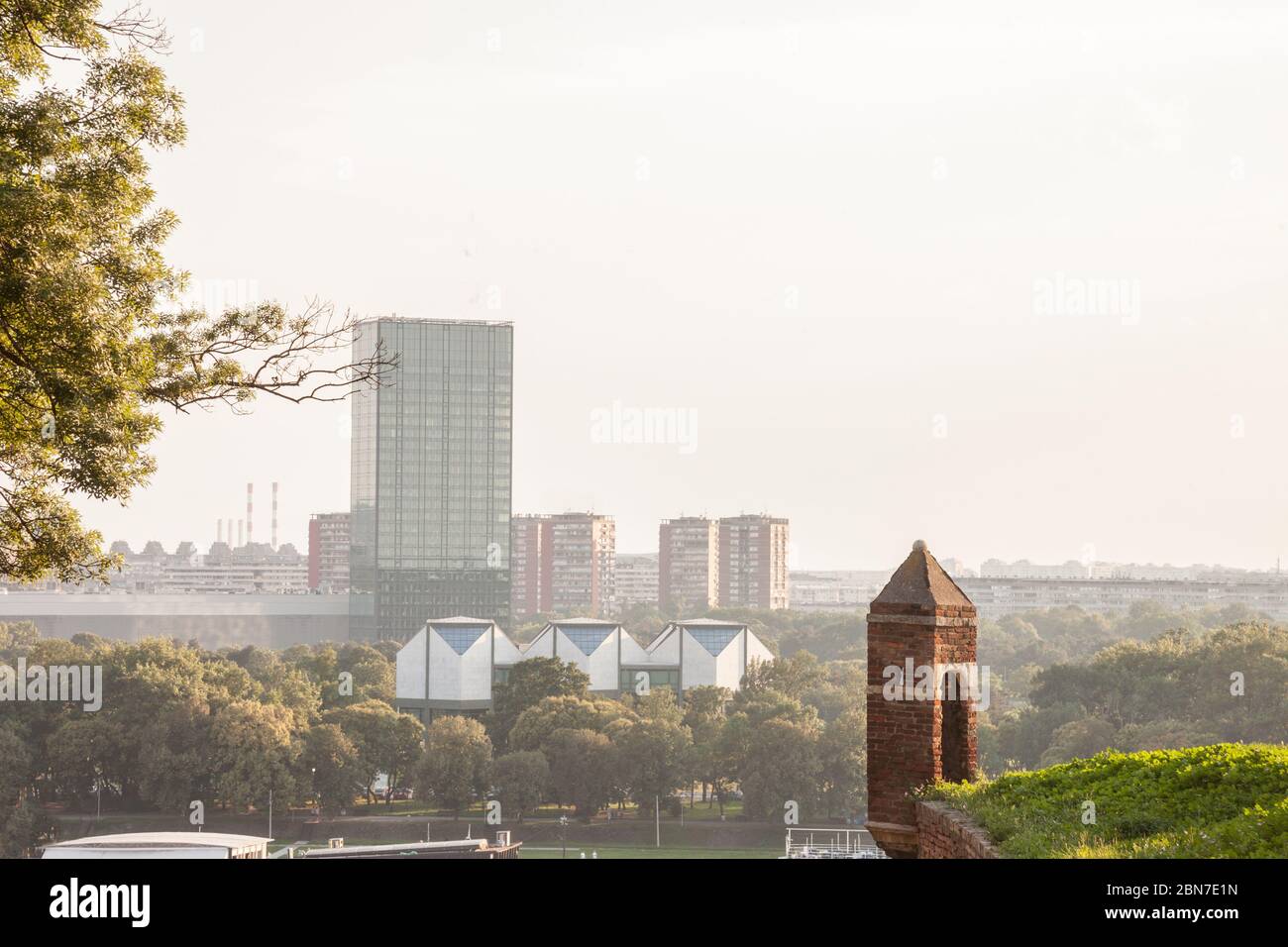 Panorama and skyline of Novi Beograd, or New Belgrade, the newest part ...