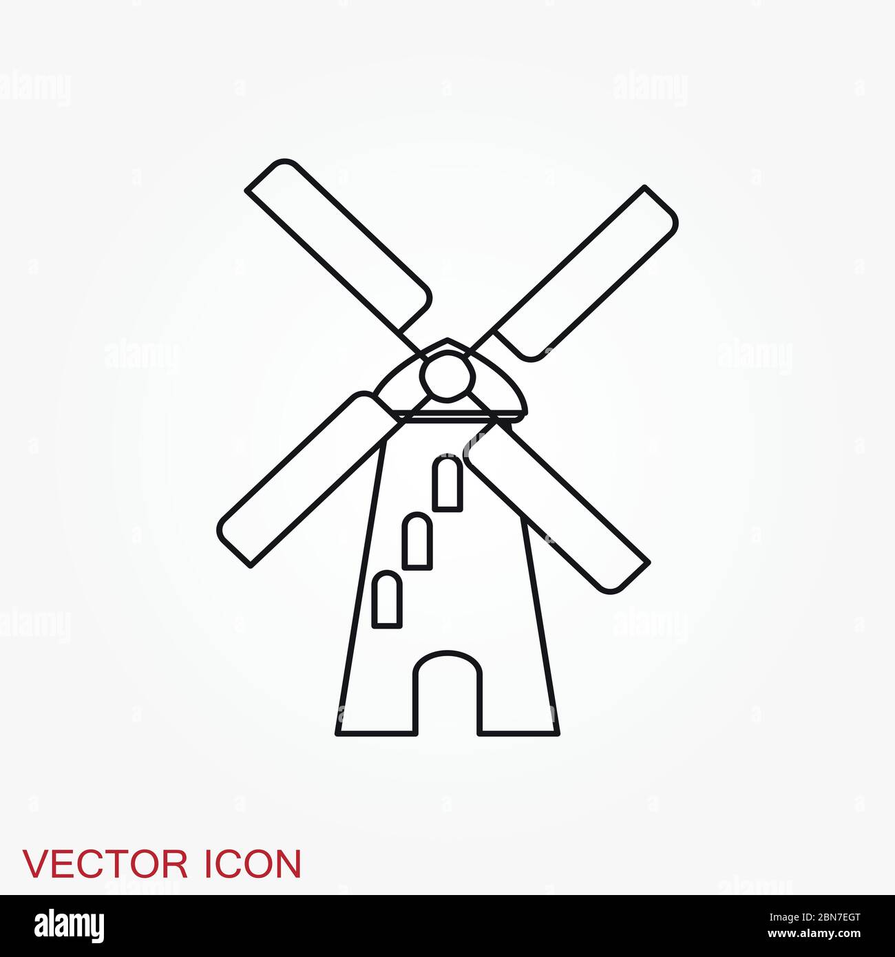 Windmill vector icon, wind turbine symbol isolated on background Stock ...