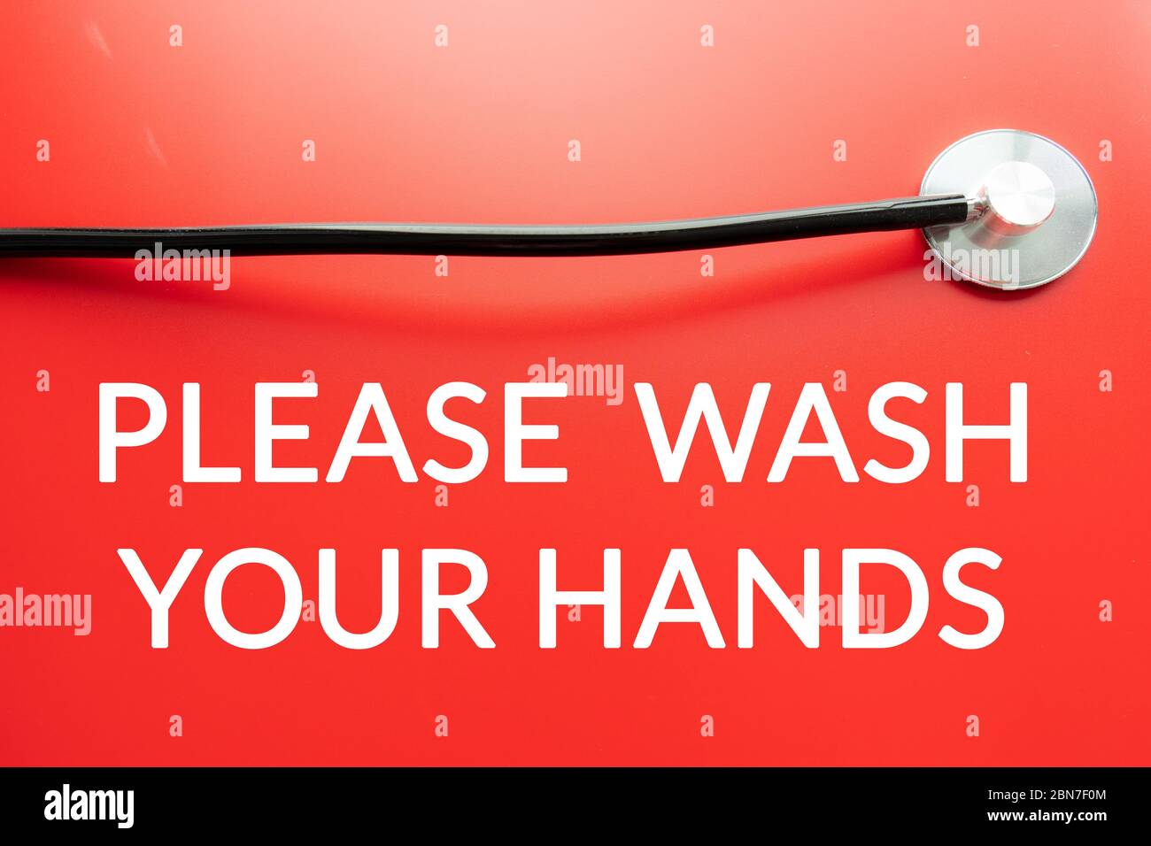 Please wash your hands notice warning at entrance sign with stethoscope ...