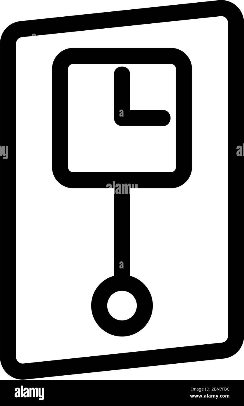 square clock with pendulum icon vector outline illustration Stock ...