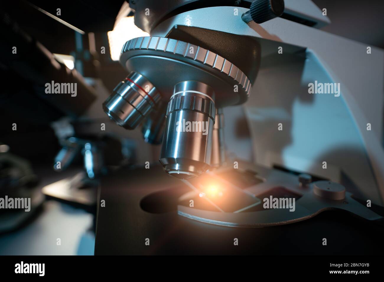 Scientific optical microscope in the laboratory Stock Photo - Alamy