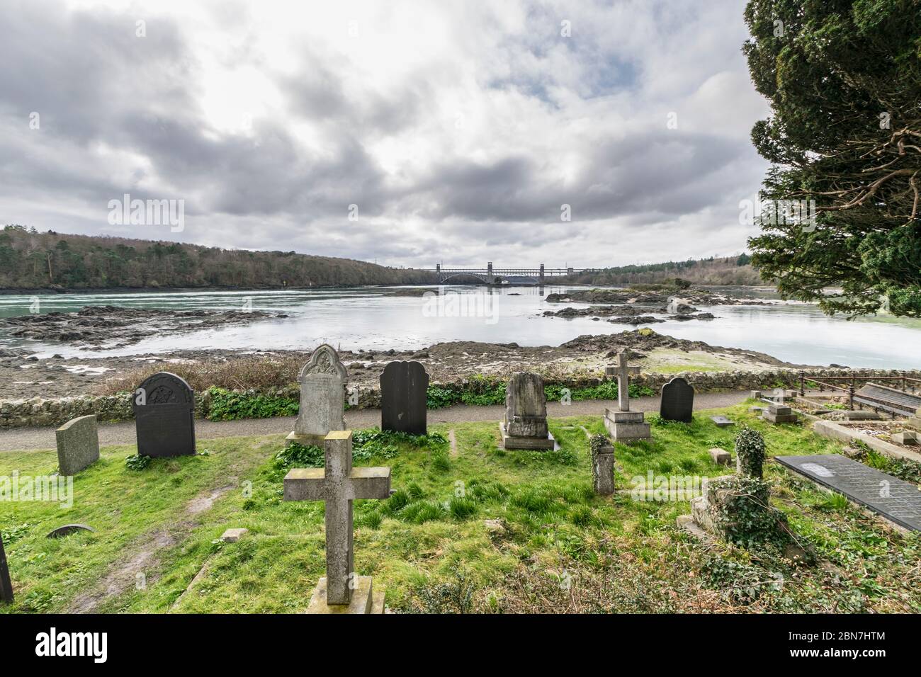 Church Island at Porthaethwy Anglesey in North Wales looking towards ...