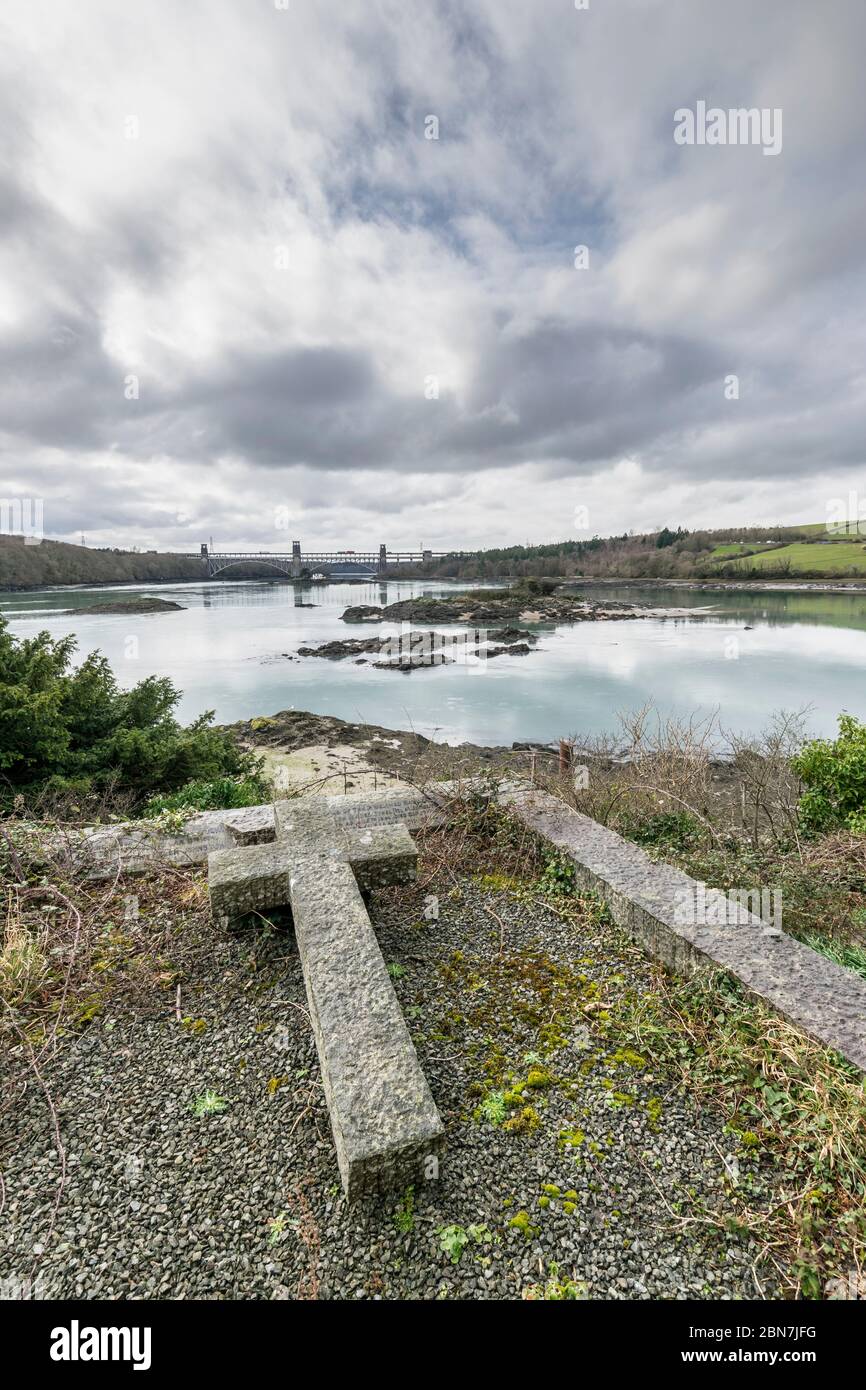 Church Island at Porthaethwy Anglesey in North Wales looking towards ...
