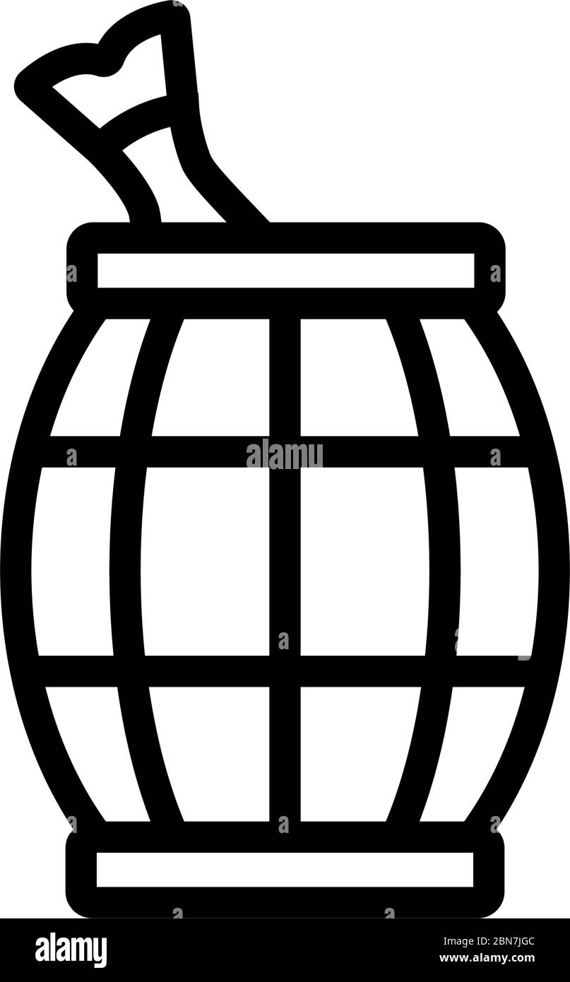 wooden fish filled barrel icon vector outline illustration Stock Vector ...