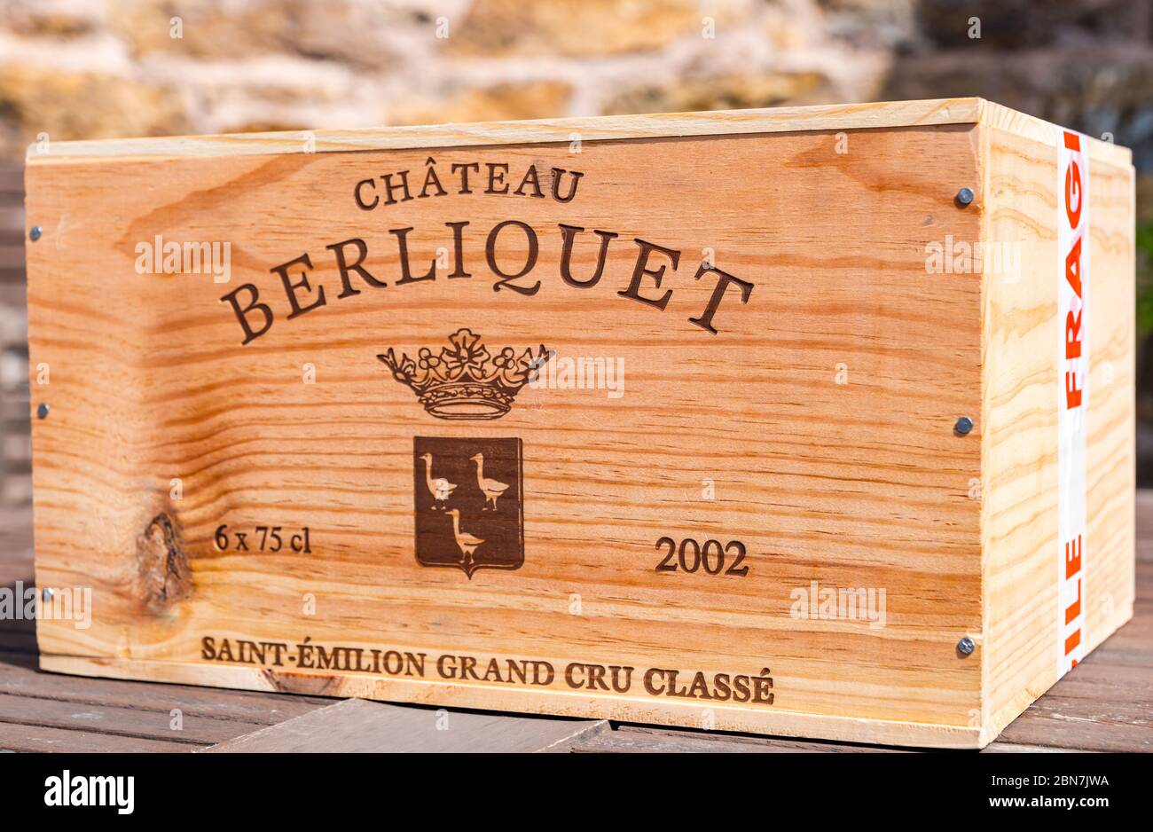 Pine wood case of Bordeaux St Emilion grand cru classe Chateau ...