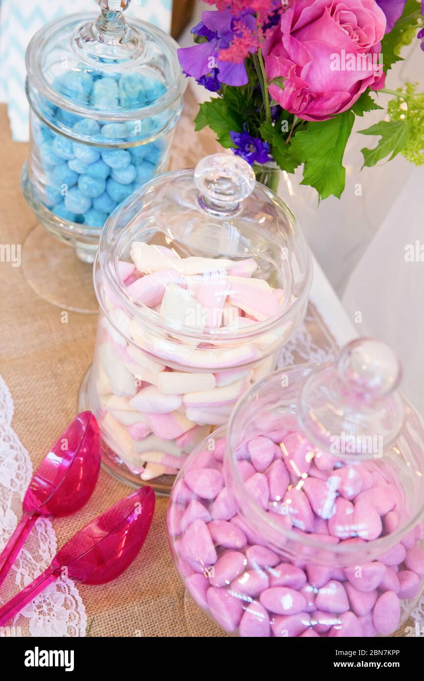 Multi Coloured (Blue and Pink) Sweets/Candy in Classic Vintage Glass ...