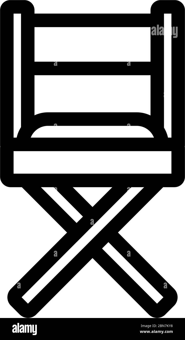 wooden folding chair front view icon vector outline illustration Stock ...