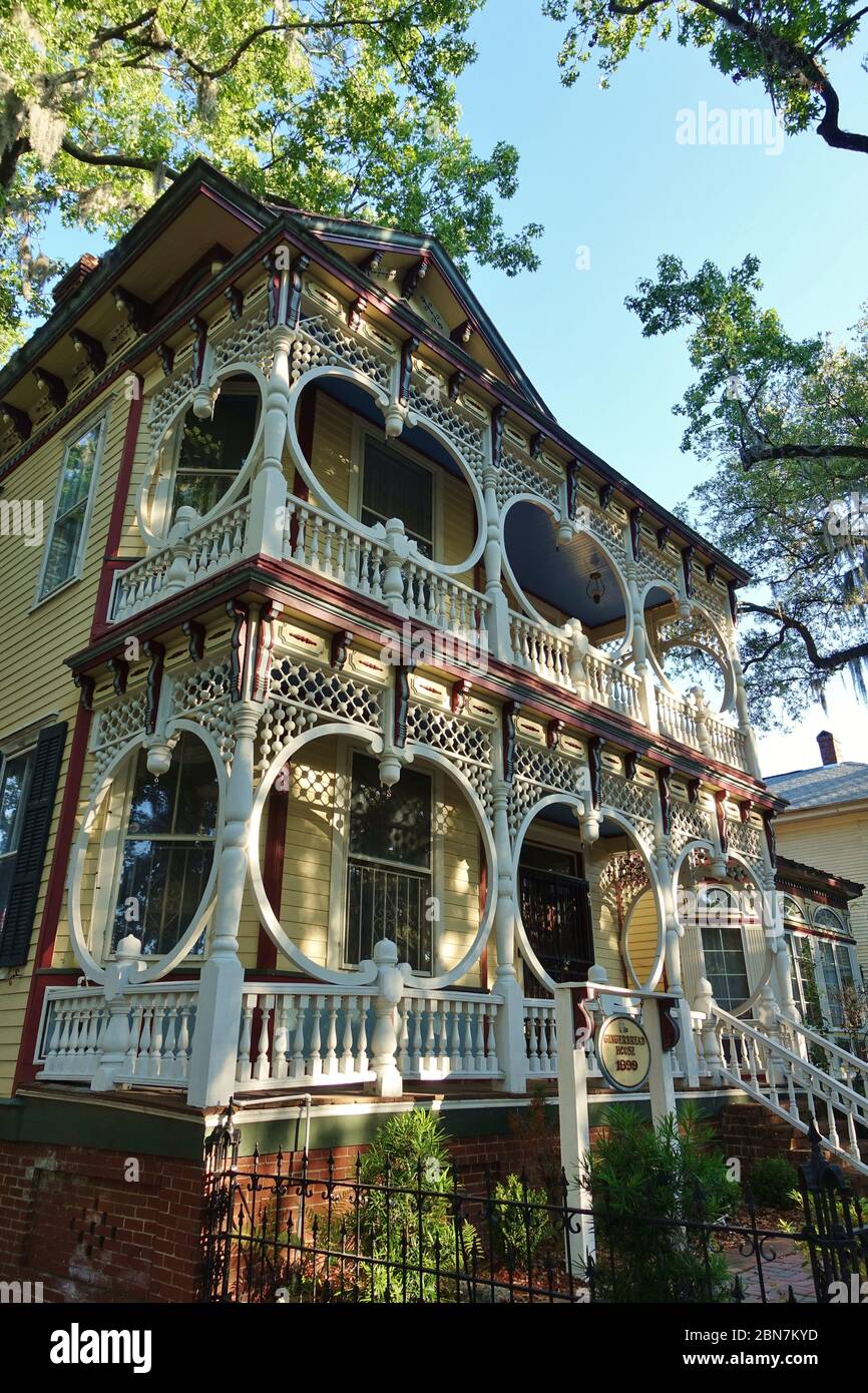 SAVANNAH, GA -3 MAY 2020- View of the historic Gingerbread House, a ...