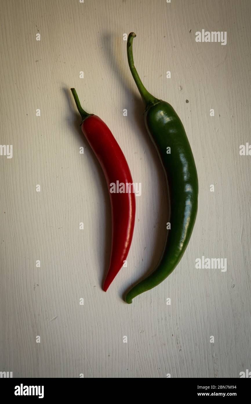 Italian red and green chillies Stock Photo - Alamy