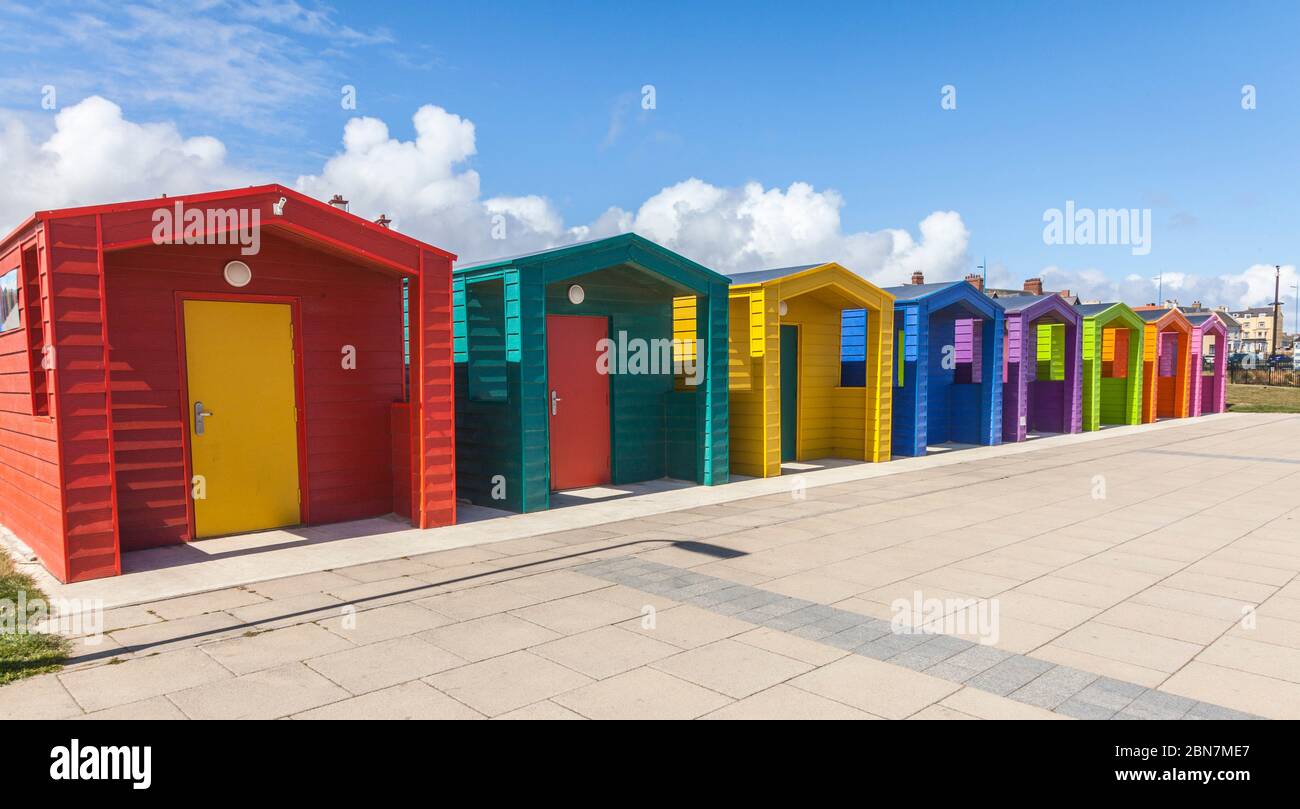 Colourful beach huts at The Front, Seaton Carew,Hartlepool,UK Stock ...