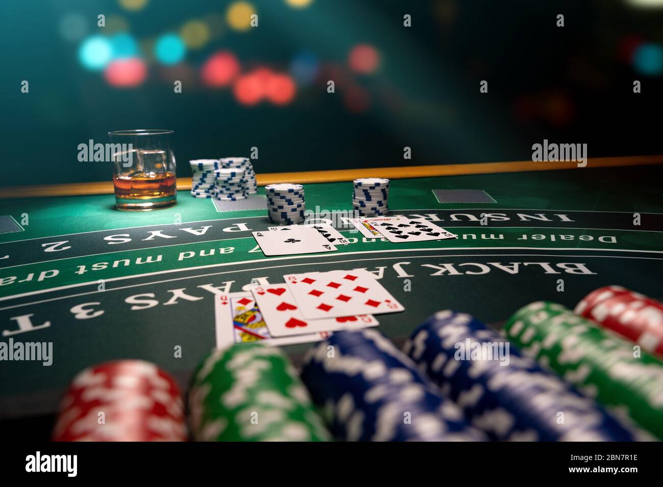 A Casino Black Jack gambling table Stock Photo - Alamy