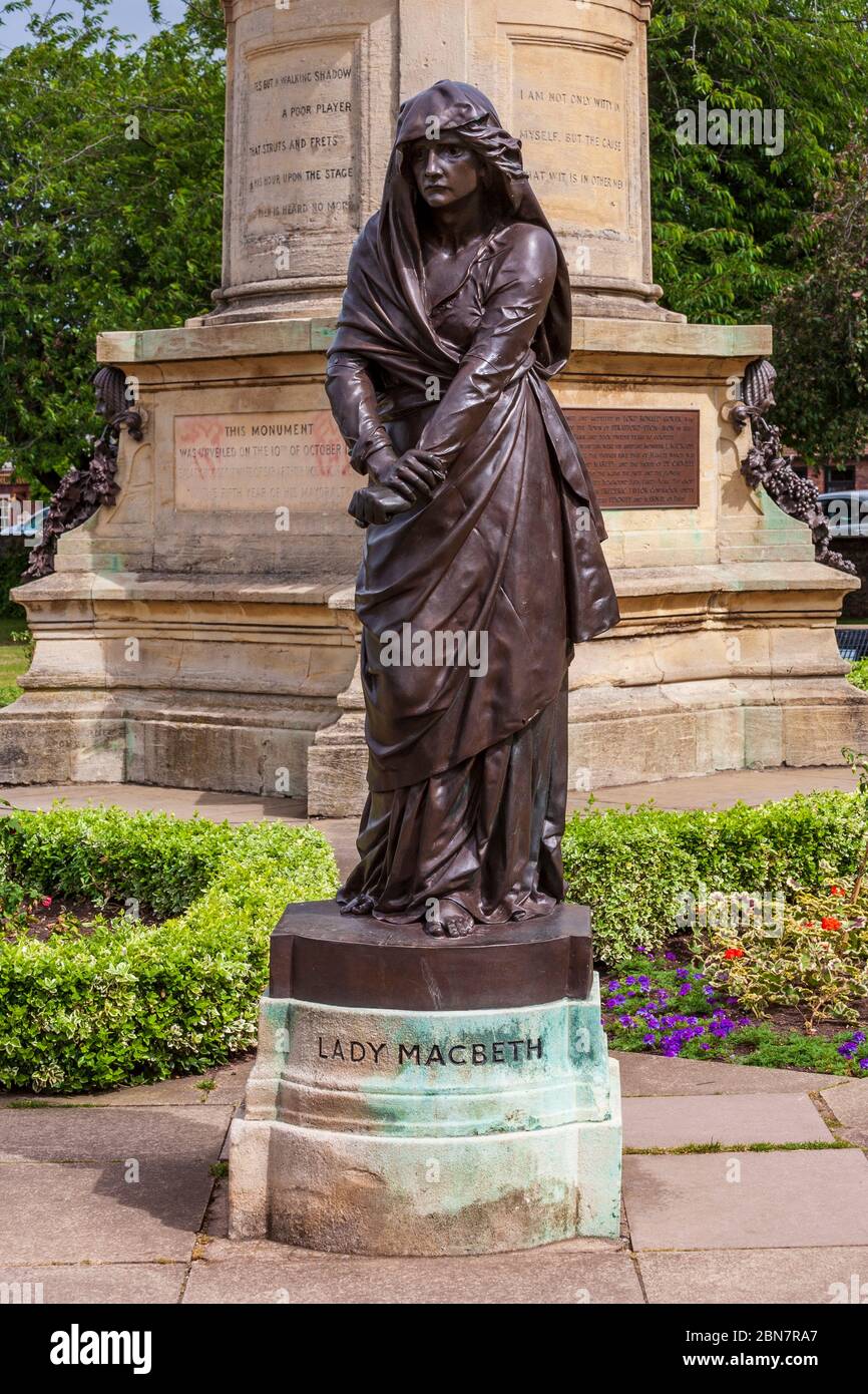 A bronze statue of the Shakespearean character Lady Macbeth in the ...