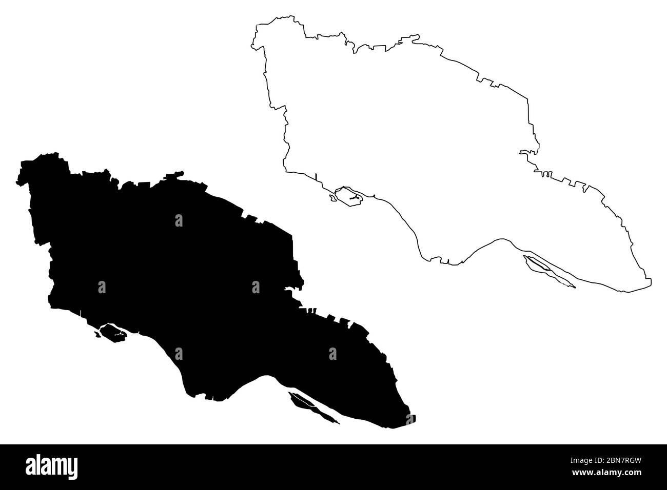 Nantong City (People's Republic of China, Jiangsu Province) map vector ...