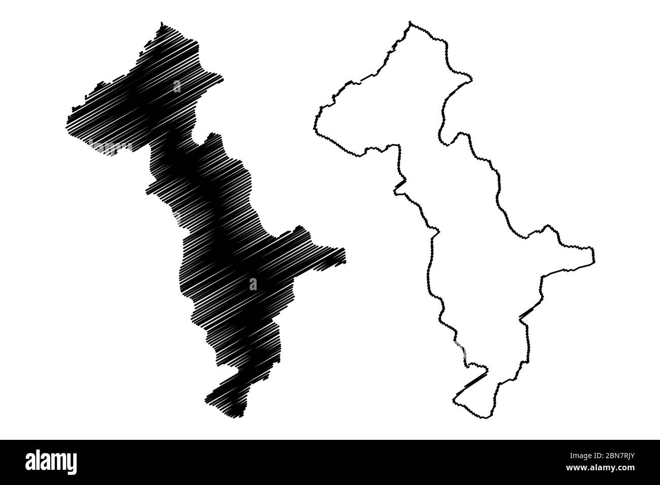 Thimphu District (Districts of Bhutan, Kingdom of Bhutan) map vector ...