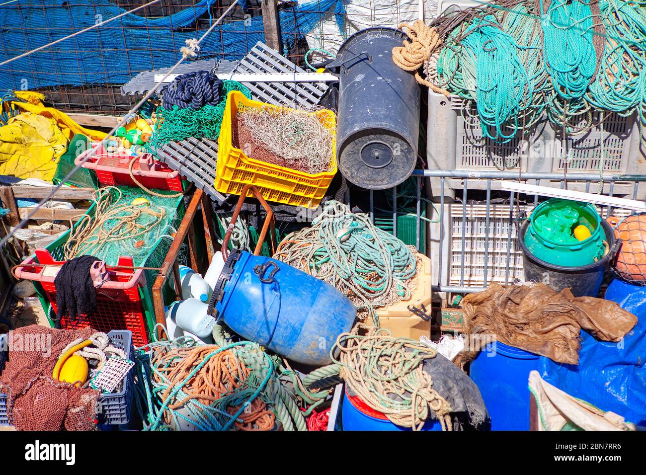 fisher farm , ropes and tools for fishing Stock Photo - Alamy