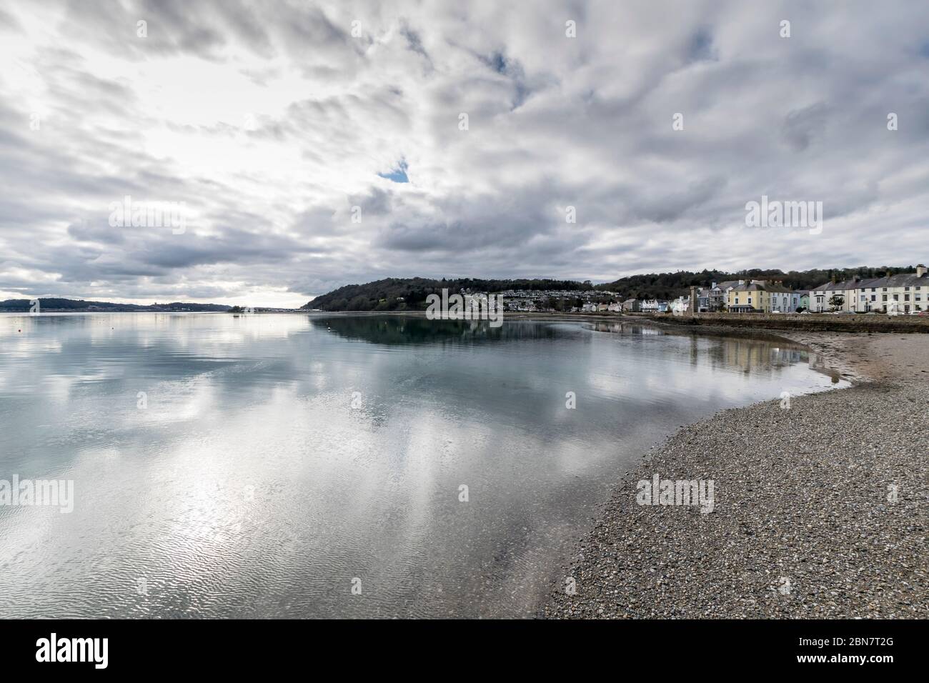 Beaumaris pier on Anglesey North Wales looking towards Beaumaris town ...