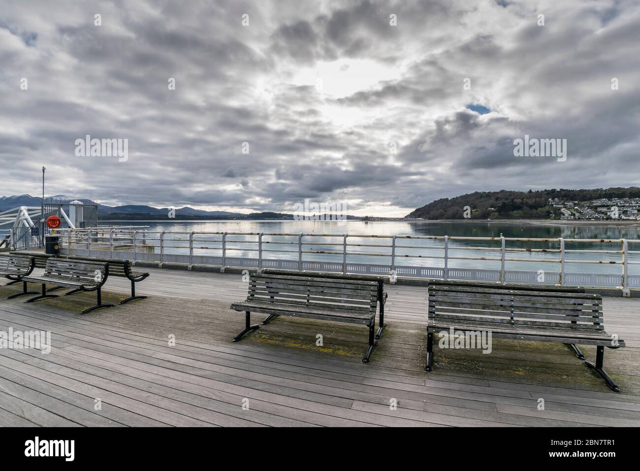 Beaumaris pier on Anglesey North Wales coast looking towards the Menai ...